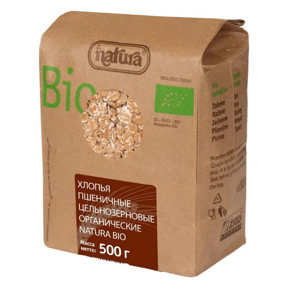 Купить хлопья пшеничные natura bio цельнозерновые 500г с доставкой на ...