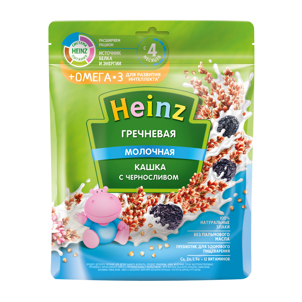 Купить каша heinz молочная гречневая с черносливом пакет 200г с ...