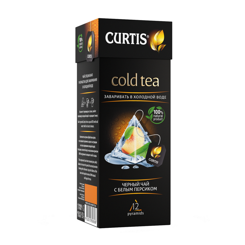Купить чай черный curtis cold tea с белым персиком 12 пирамидок с ...