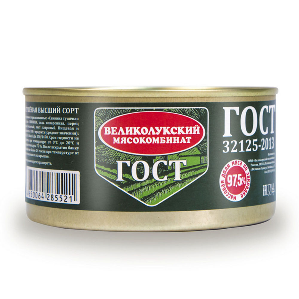 Купить свинина великолукский мясокомбинат тушеная гост 325г ж/б с ...