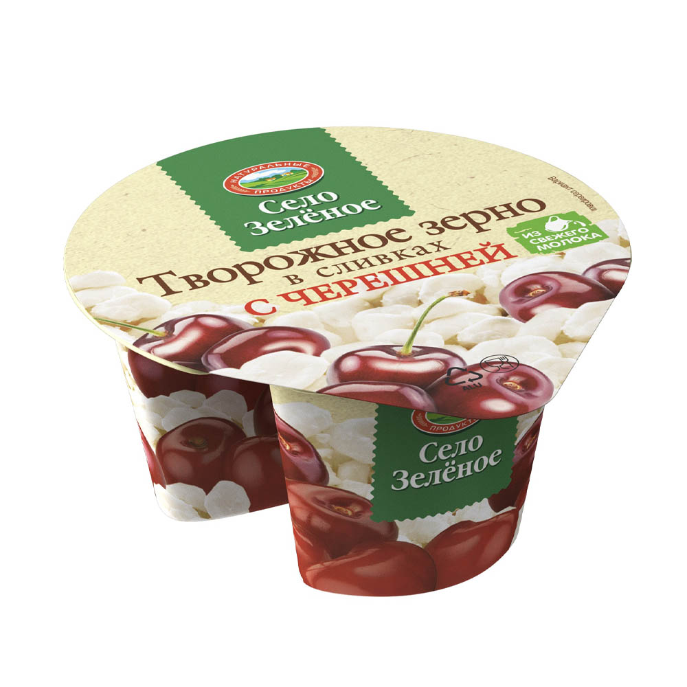 Купить творожное зерно село зеленое черешня в сливках 5% 130г с ...