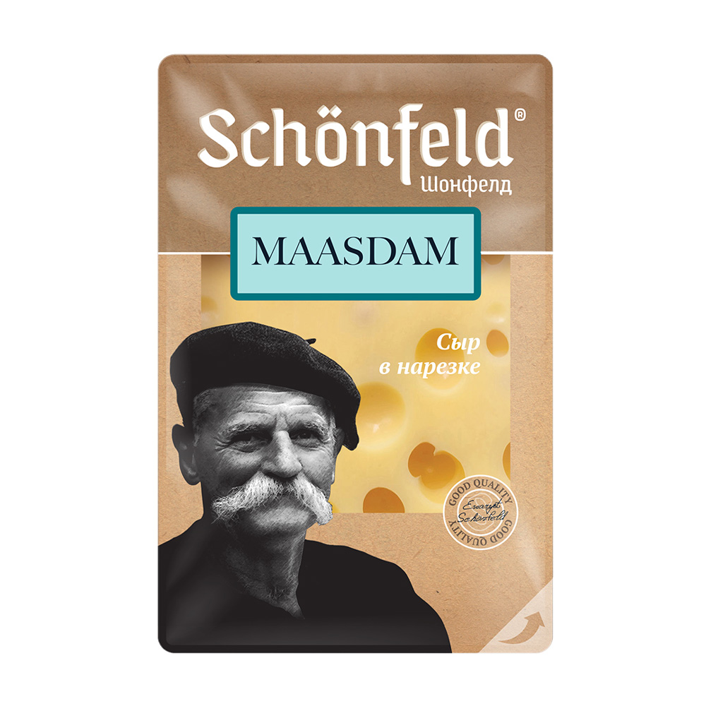 Купить сыр schonfeld маасдам нарезка 45% 125г с доставкой на дом в ...