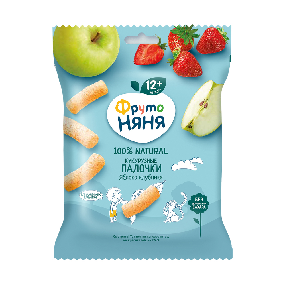 Купить палочки кукурузные фрутоняня с яблоком и клубникой 20г с