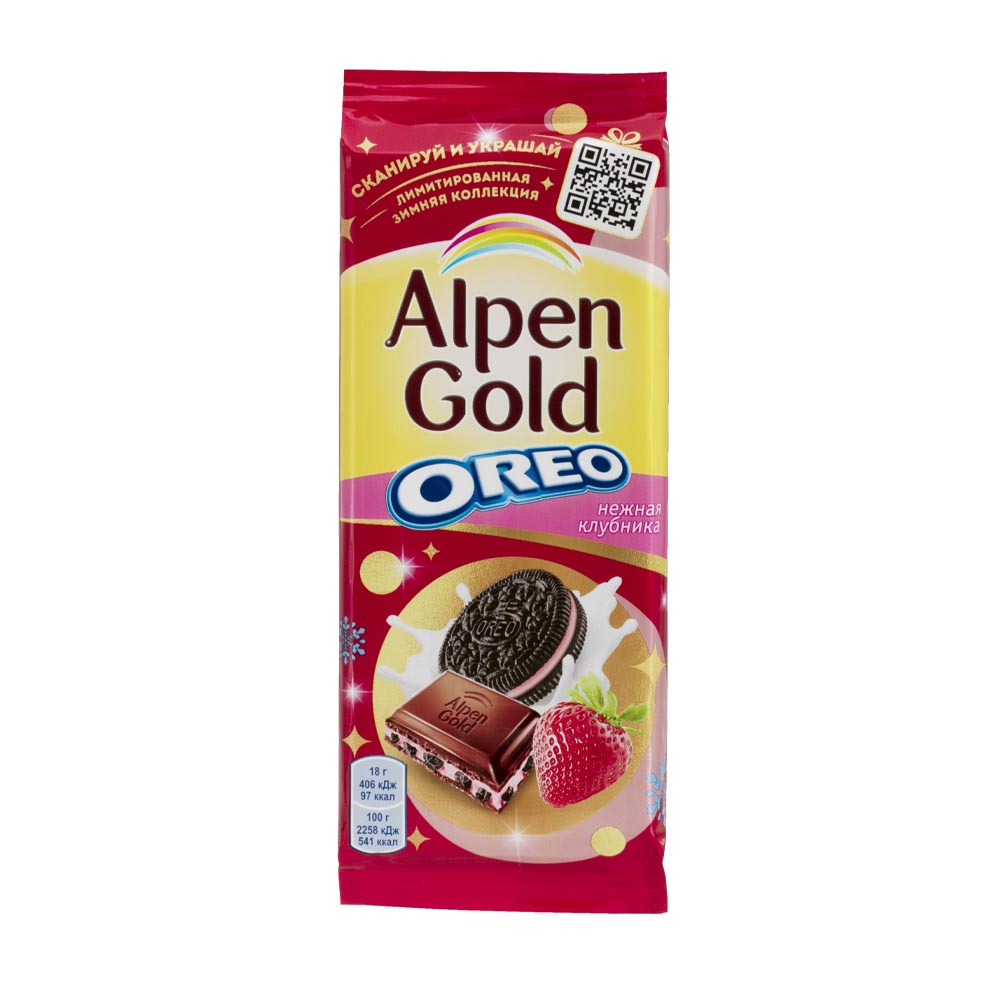 Купить шоколад alpen gold нежная клубника с печеньем oreo 90г с ...