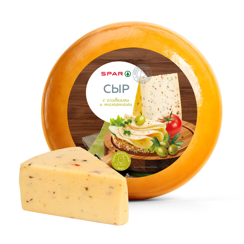Купить сыр spar с оливками и томатами 50% с доставкой на дом в магазине ...