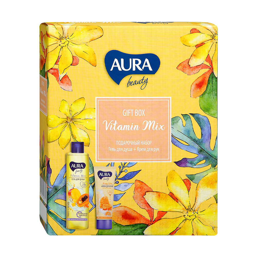 Купить подарочный набор aura vitamin mix гель для душа манго и папайя ...