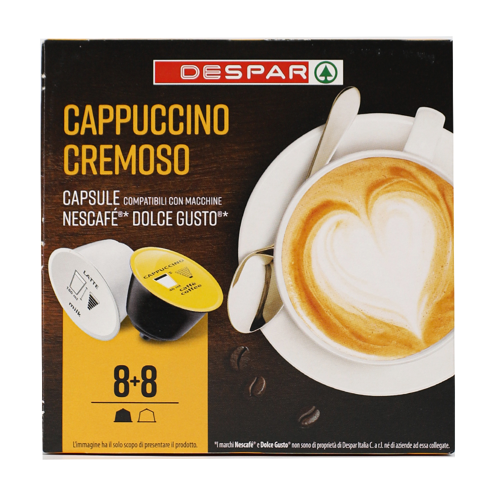 Купить кофе молотый despar cappuccino 8+8 капсул с доставкой на дом в ...