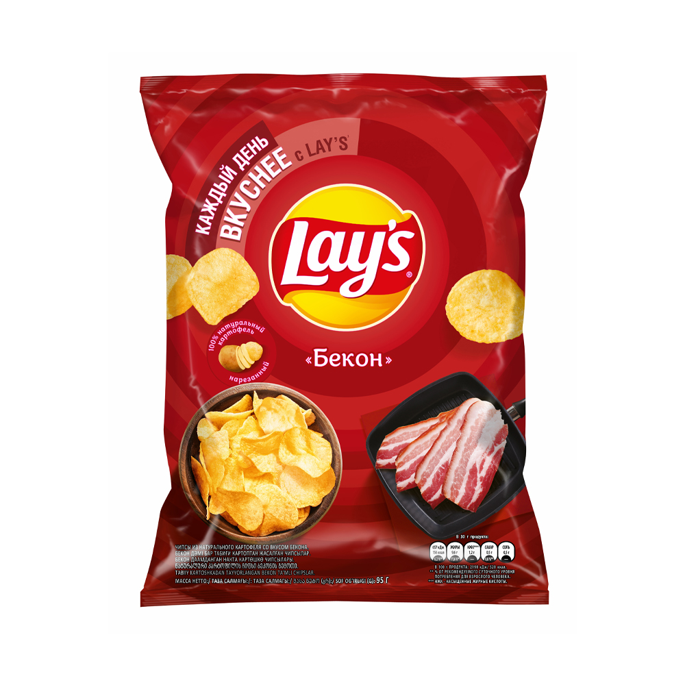 Купить чипсы lays бекон 95г с доставкой на дом в магазине SPAR