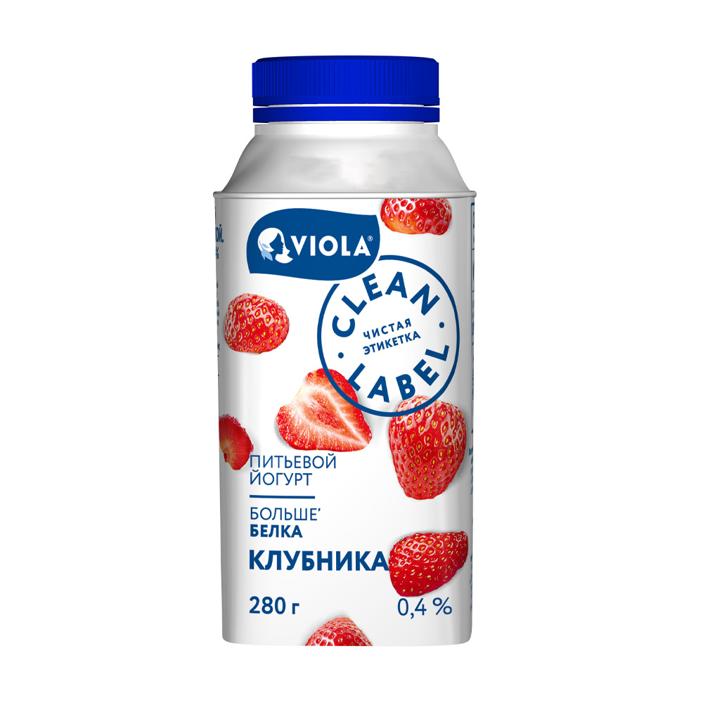 Купить йогурт питьевой viola клубника 0,4% 280г с доставкой на дом в ...